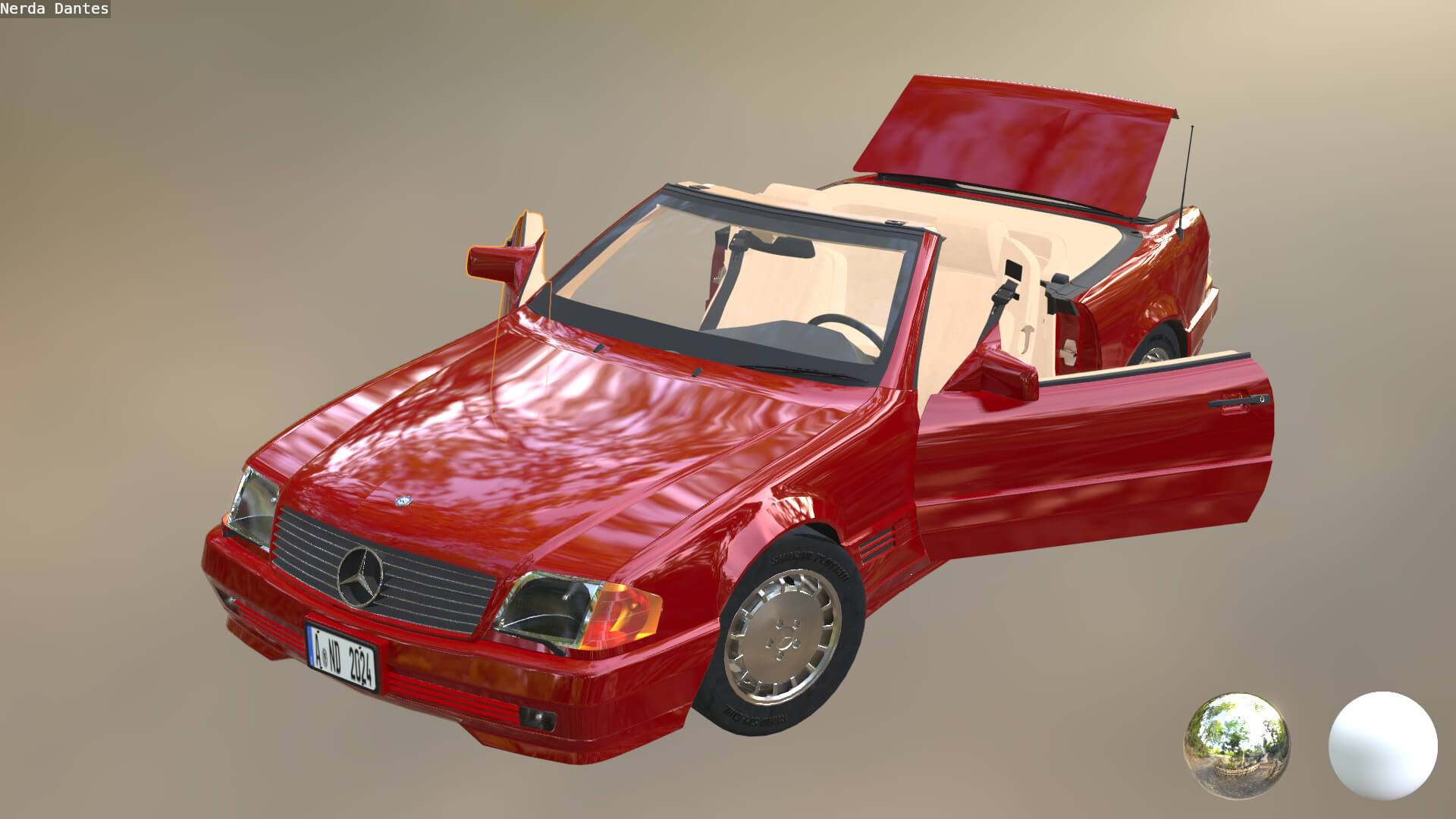 Mercedes-Benz SL 1990 3D Model by nerdadantes