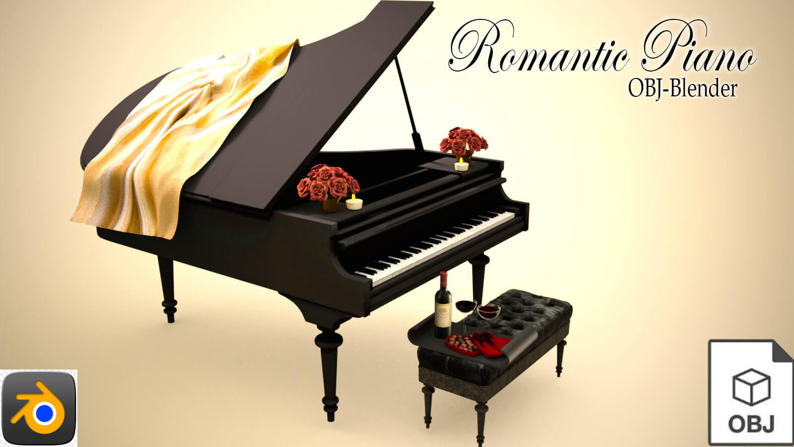 Romantic Piano Set - 3D Model by nerdadantes