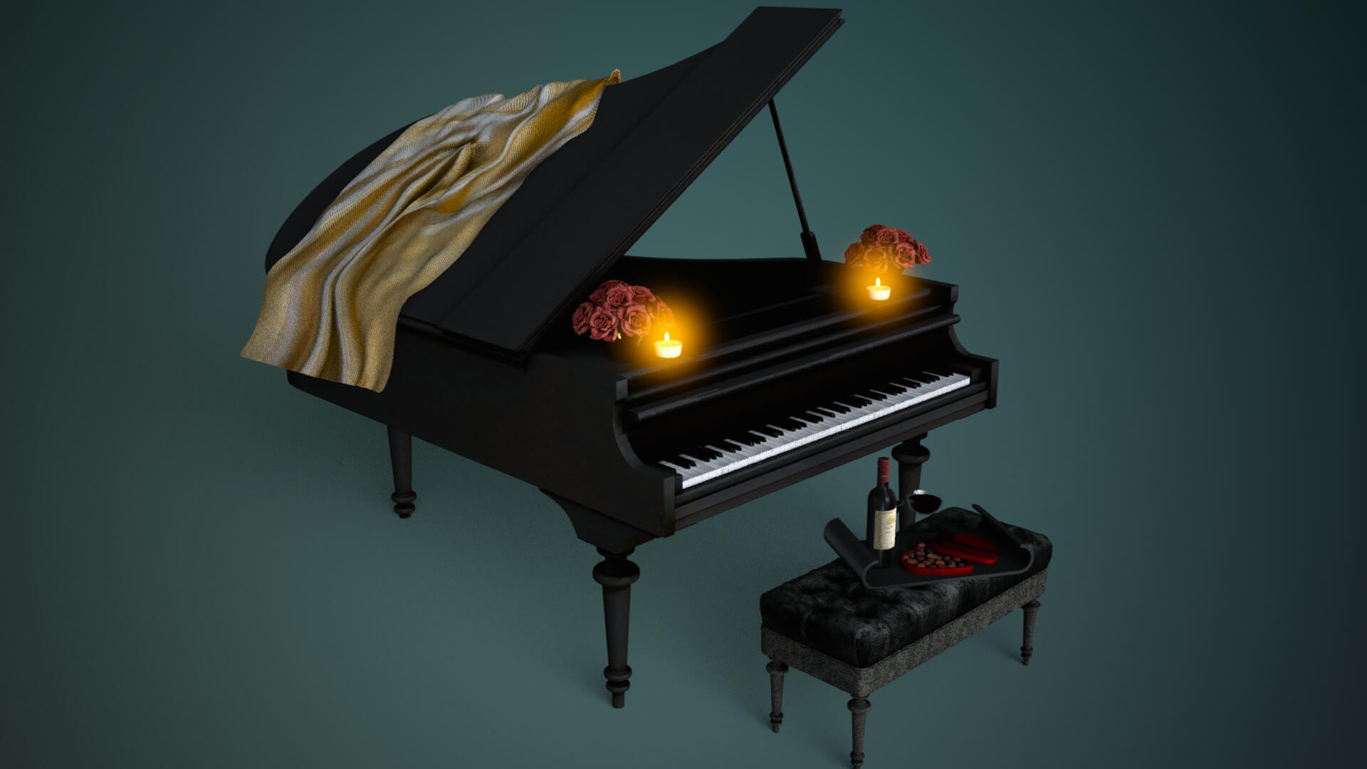 Romantic Piano Set - 3D Model by nerdadantes