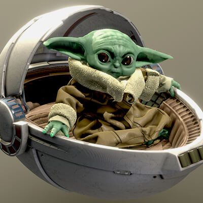 Mandalorian - Grogu ( Floating Pram ) Free 3D Model by Nestaeric