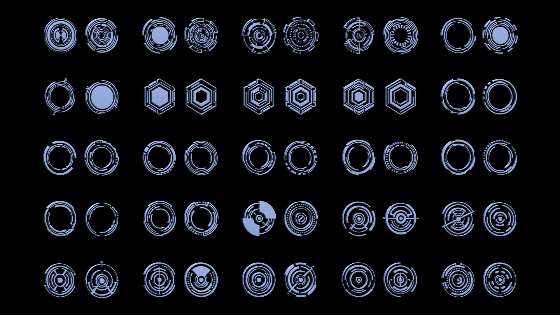 100 Sci-Fi Hologram Base Mesh Pack 3D Model by netleon