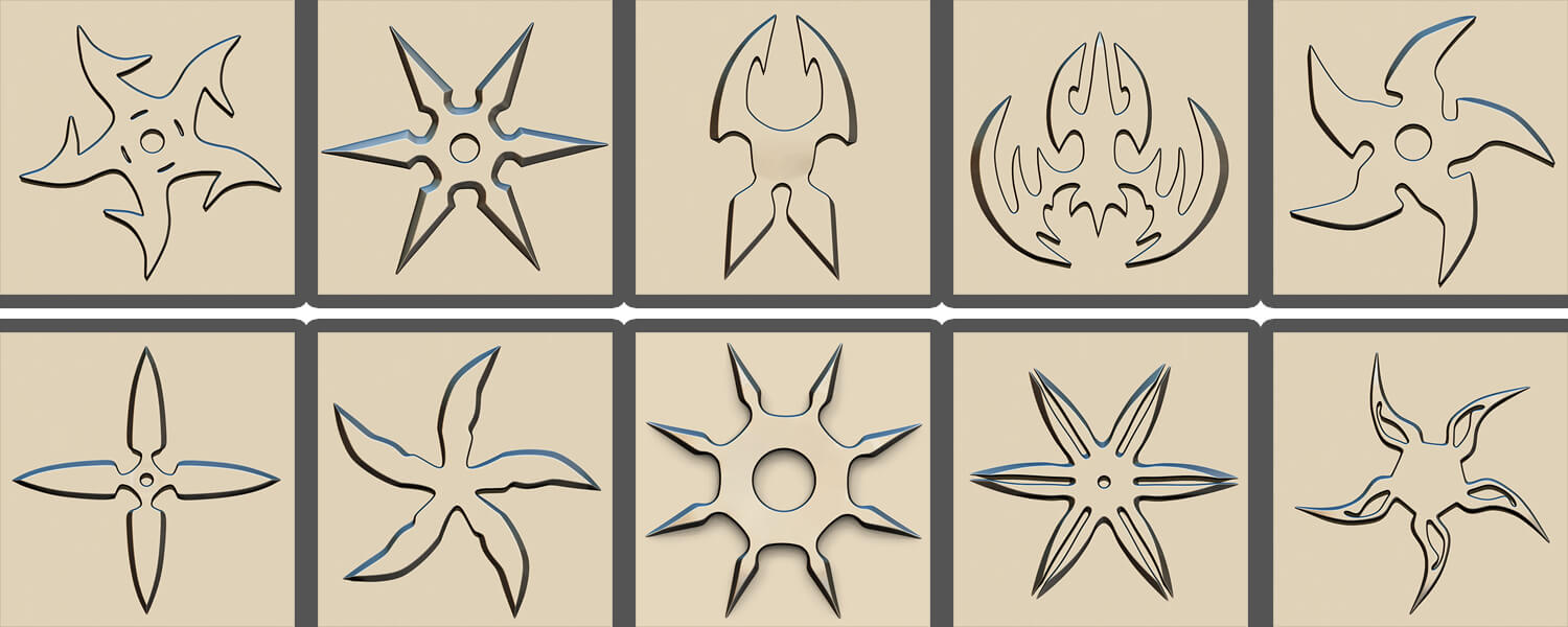100 Shuriken Alpha and Brushes Pack for Zbrush - Brush or Tool by netleon
