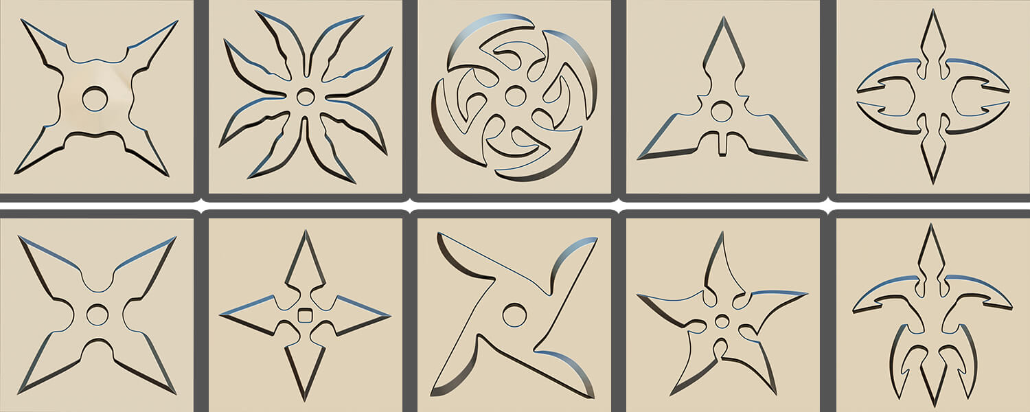 100 Shuriken Alpha and Brushes Pack for Zbrush - Brush or Tool by netleon
