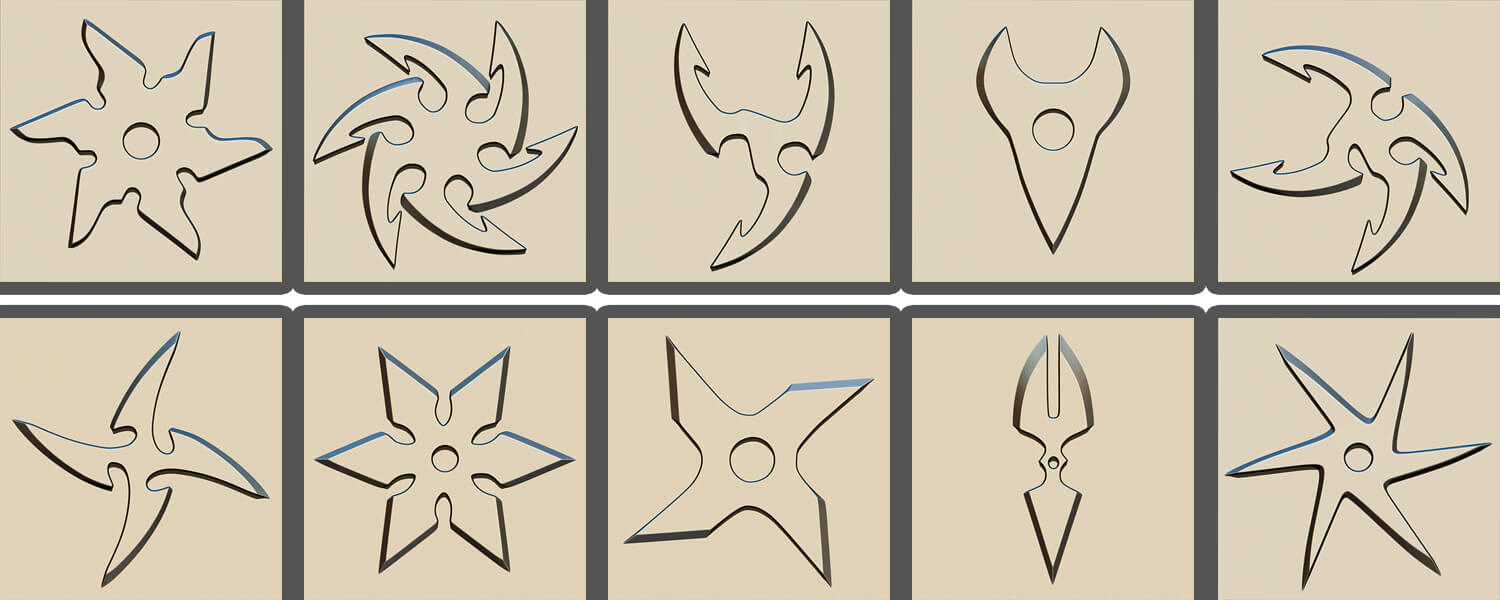 100 Shuriken Alpha and Brushes Pack for Zbrush - Brush or Tool by netleon