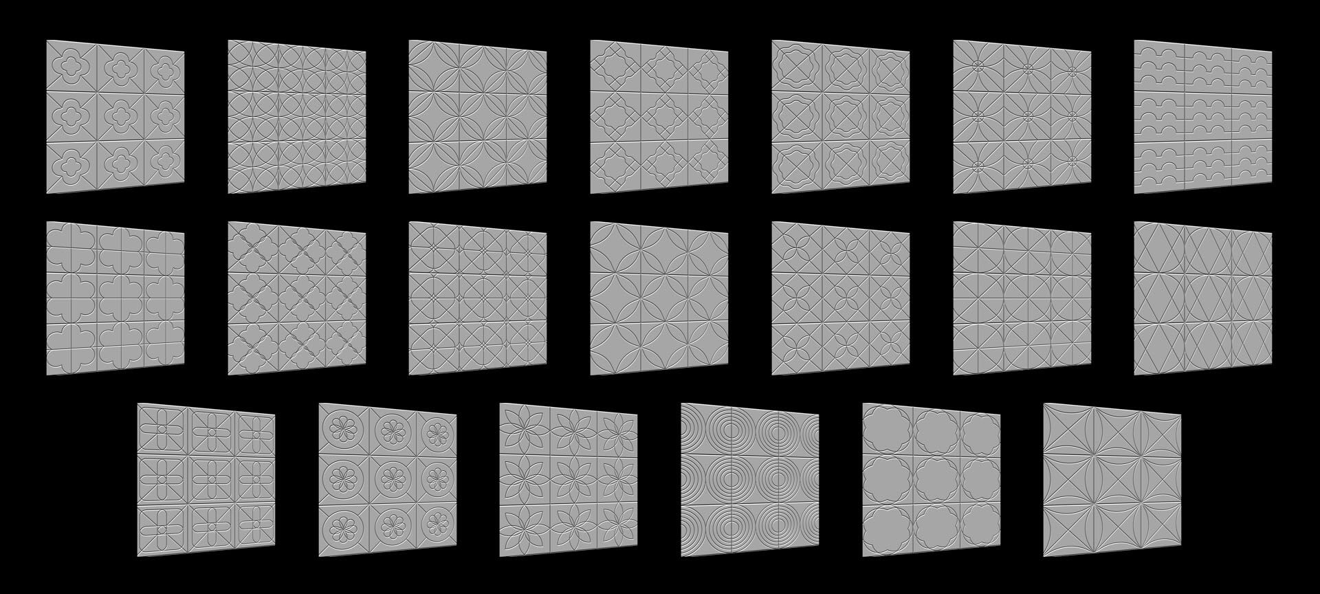 100 Tiles Patterns Noise for Zbrush Vol 1 - Brush or Tool by netleon