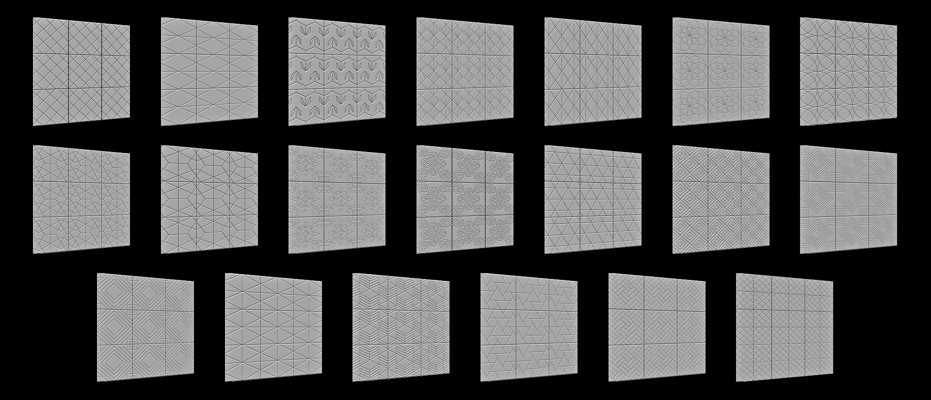 100 Tiles Patterns Noise for Zbrush Vol 2 - Brush or Tool by netleon
