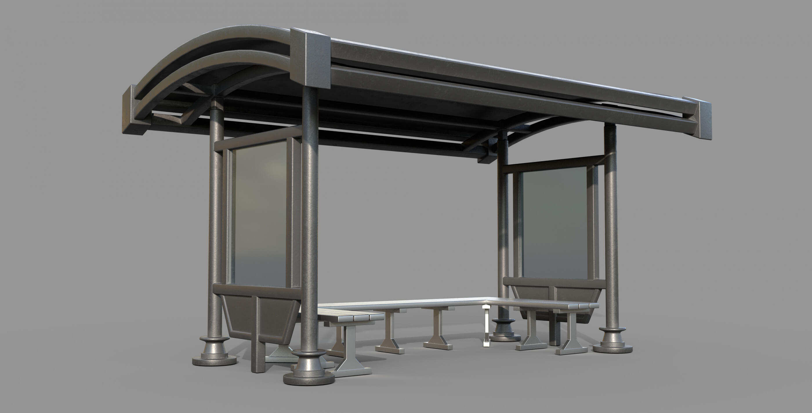 13 Bus Stop Base Mesh With Uvs and Textures Vol 2 - 3D Model by netleon