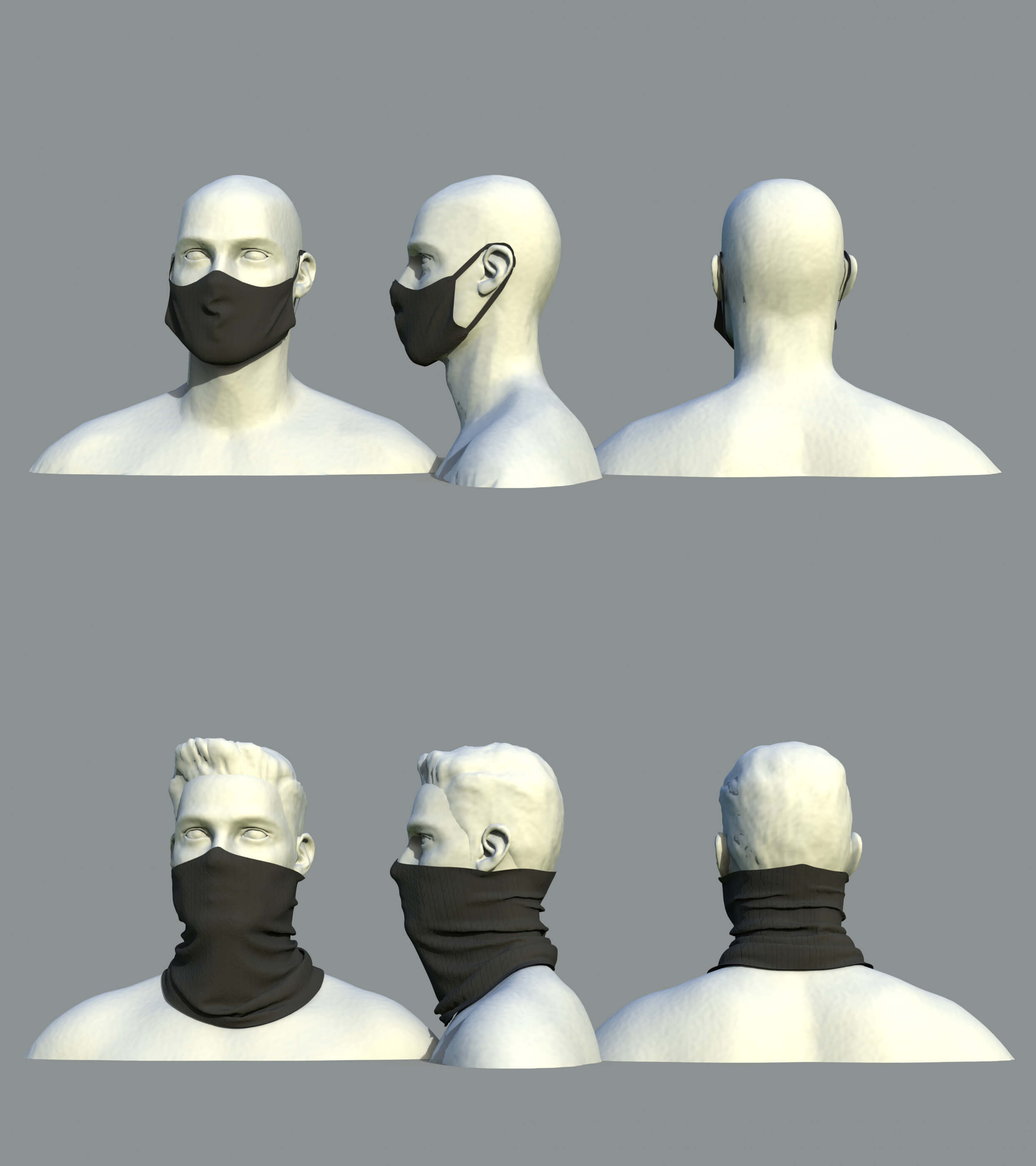 15 Face Mask Pack - 3D Model by netleon