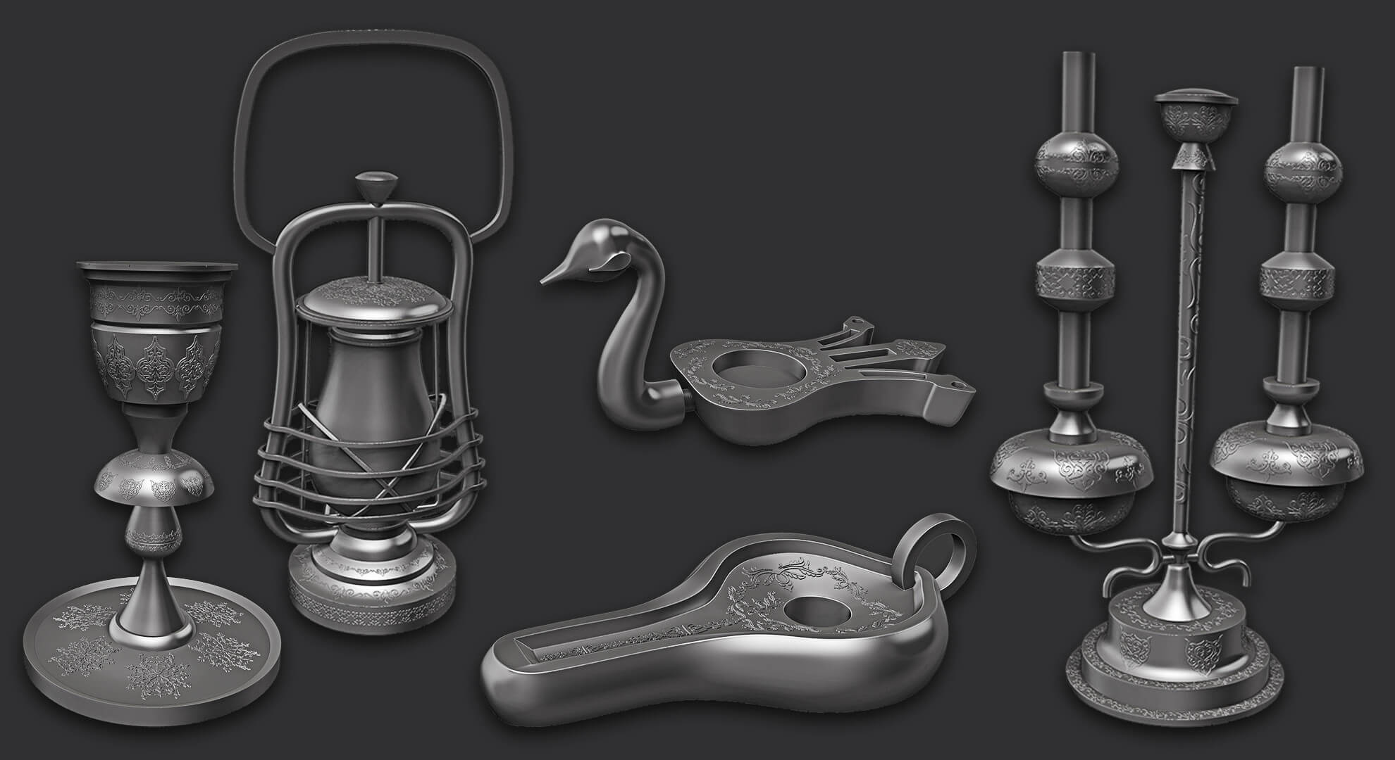 15 Oil Lamp Highpoly and Low Poly - 3D Model by netleon