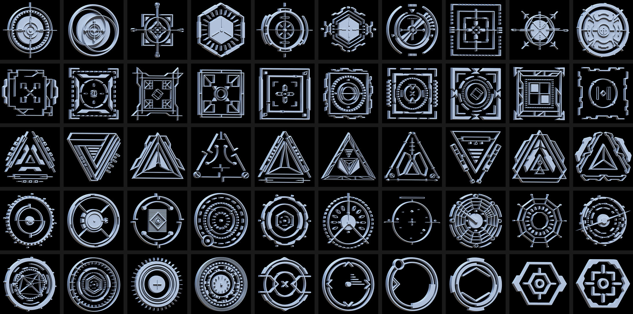 150 Sci-Fi Hologram Base Mesh Pack 3D Model by netleon