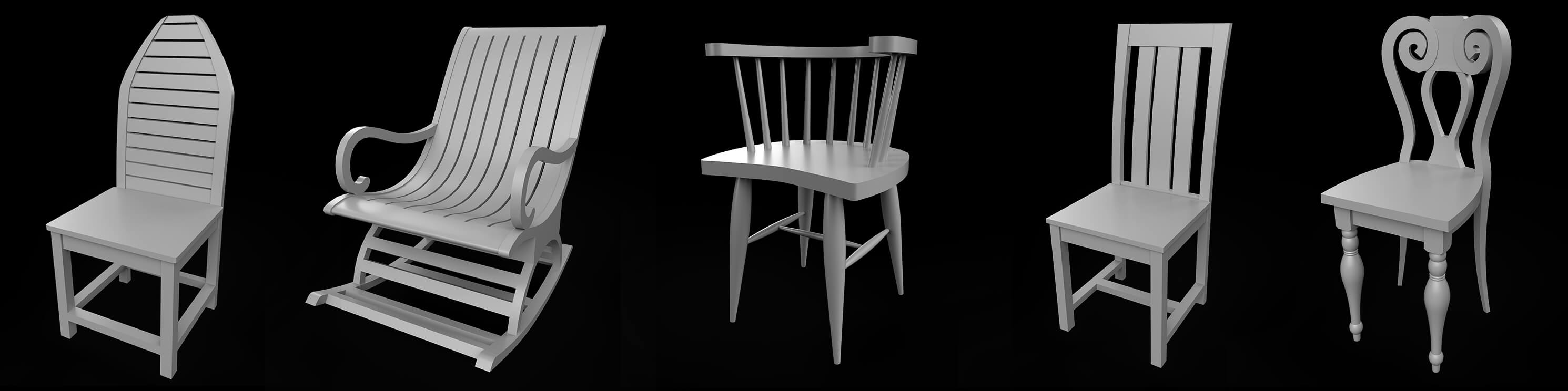 18 Wooden Chair Base Mesh - 3D Model by netleon