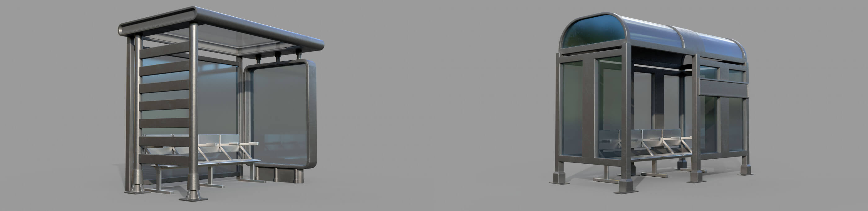 25 Bus Stop Base Mesh Pack With Uvs and Textures - 3D Model by netleon