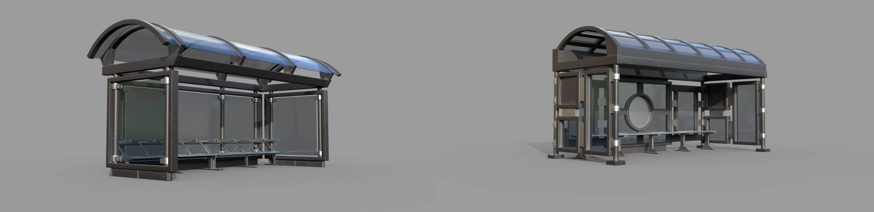 25 Bus Stop Base Mesh Pack With Uvs and Textures - 3D Model by netleon