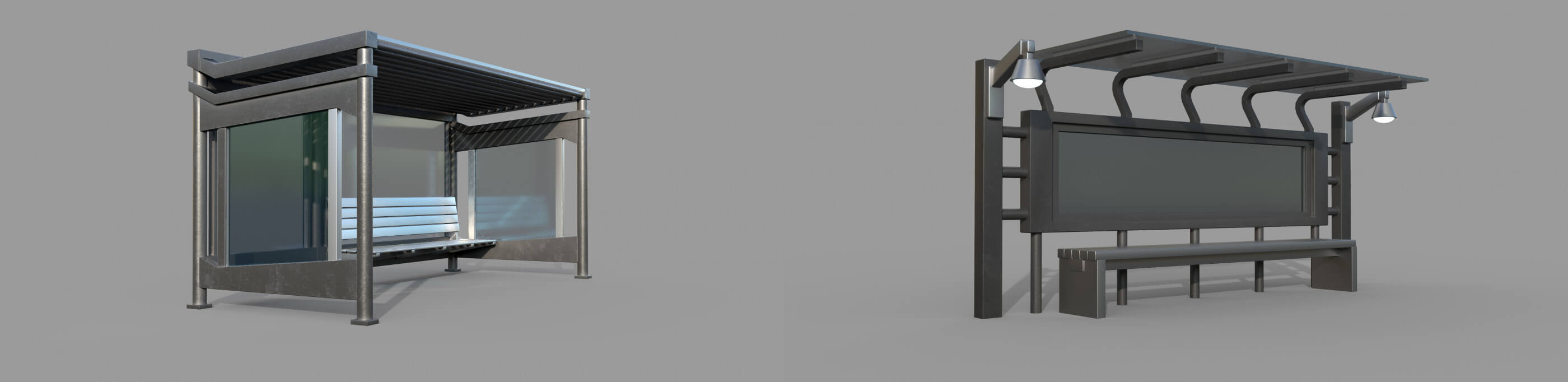 25 Bus Stop Base Mesh Pack With Uvs and Textures - 3D Model by netleon