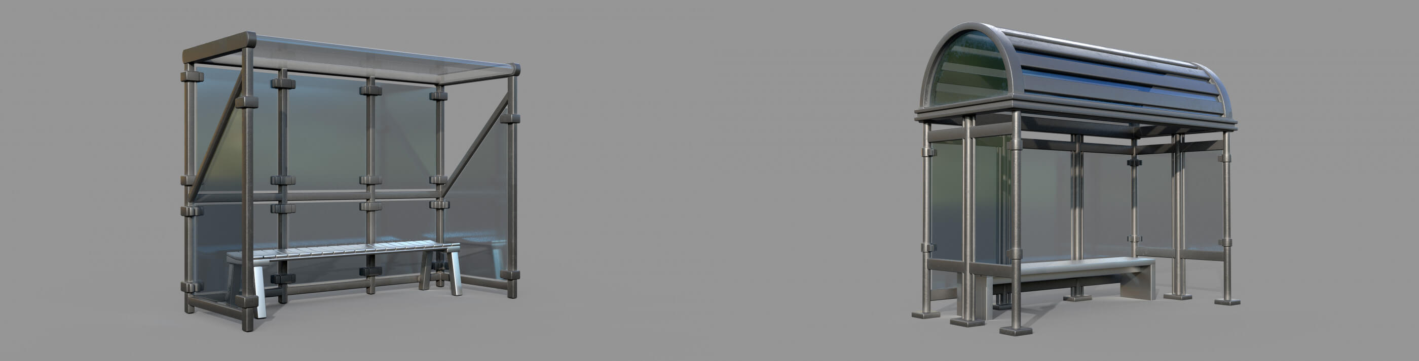 25 Bus Stop Base Mesh Pack With Uvs and Textures - 3D Model by netleon