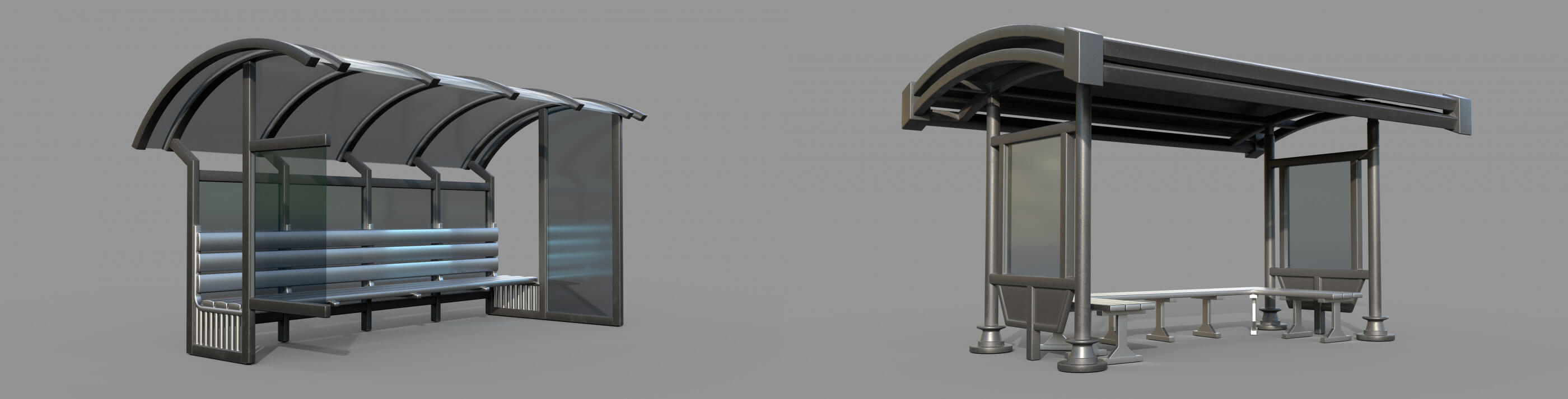 25 Bus Stop Base Mesh Pack With Uvs and Textures - 3D Model by netleon