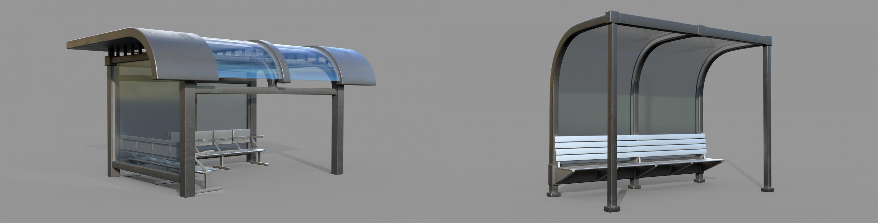 25 Bus Stop Base Mesh Pack With Uvs and Textures - 3D Model by netleon
