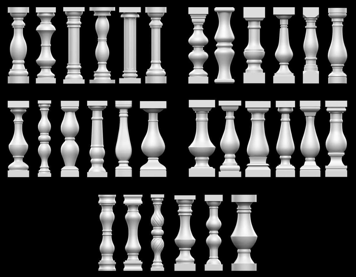 30 Baluster Base Mesh and Brushes Pack - Brush or Tool by netleon