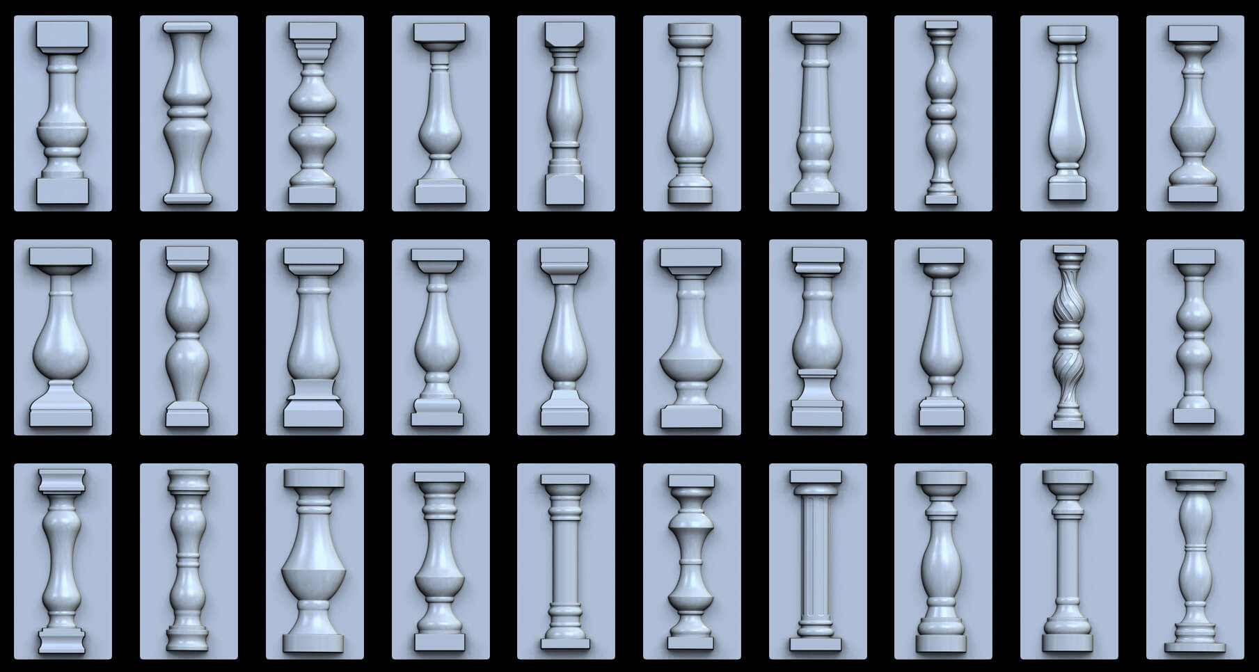 30 Baluster Base Mesh and Brushes Pack - Brush or Tool by netleon