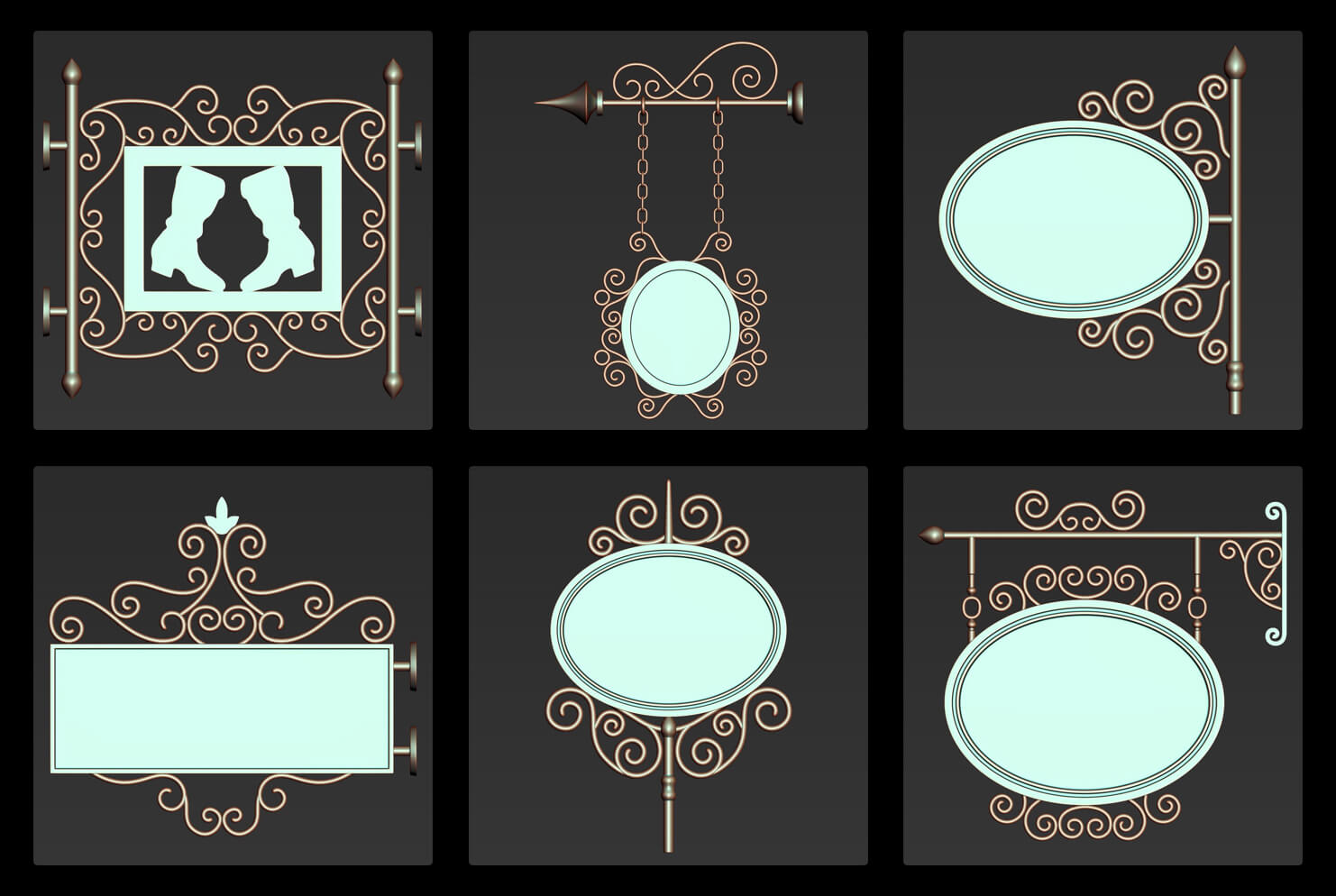 30 Iron Hanging Sign Board Base and High Mesh Vol 3 - 3D Model by netleon