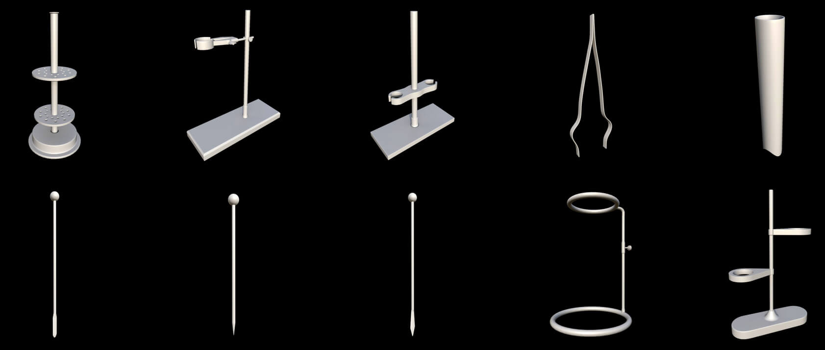 30 Lab Equipment Holder & Stands Base Mesh - 3D Model by netleon