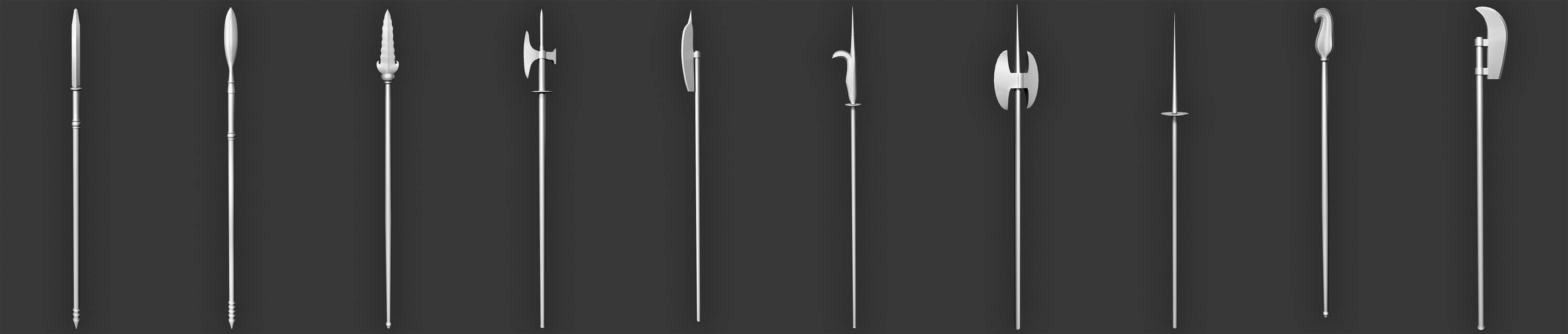 30 Polearms Base Mesh Vol 1 - 3D Model by netleon