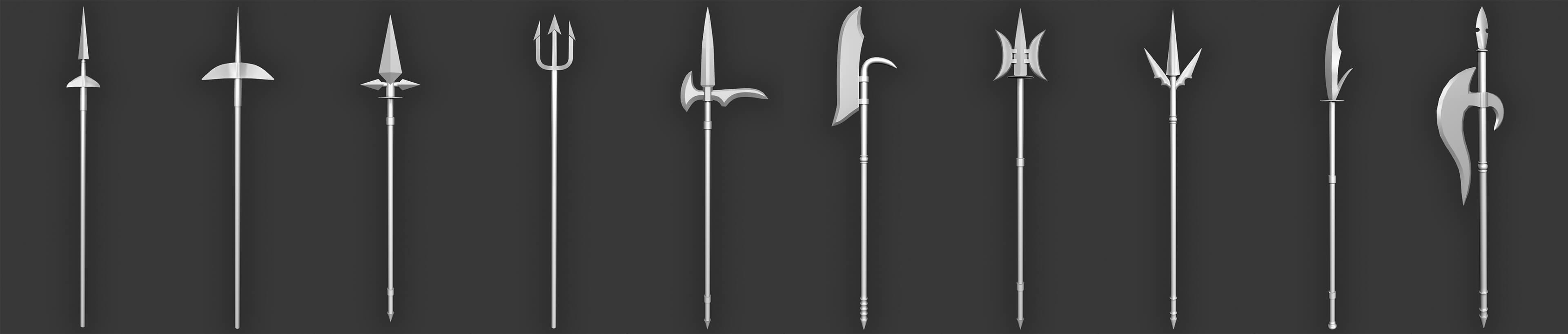 30 Polearms Base Mesh Vol 1 - 3D Model by netleon