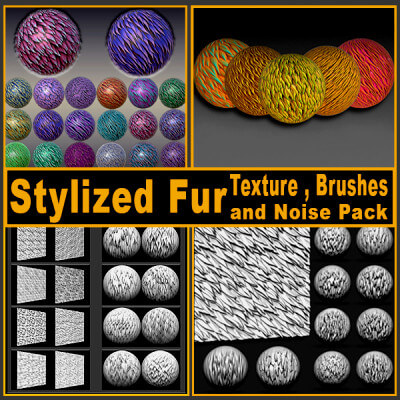 30 Stylized Fur Texture, Brushes and Noise Pack - Brush or Tool by netleon