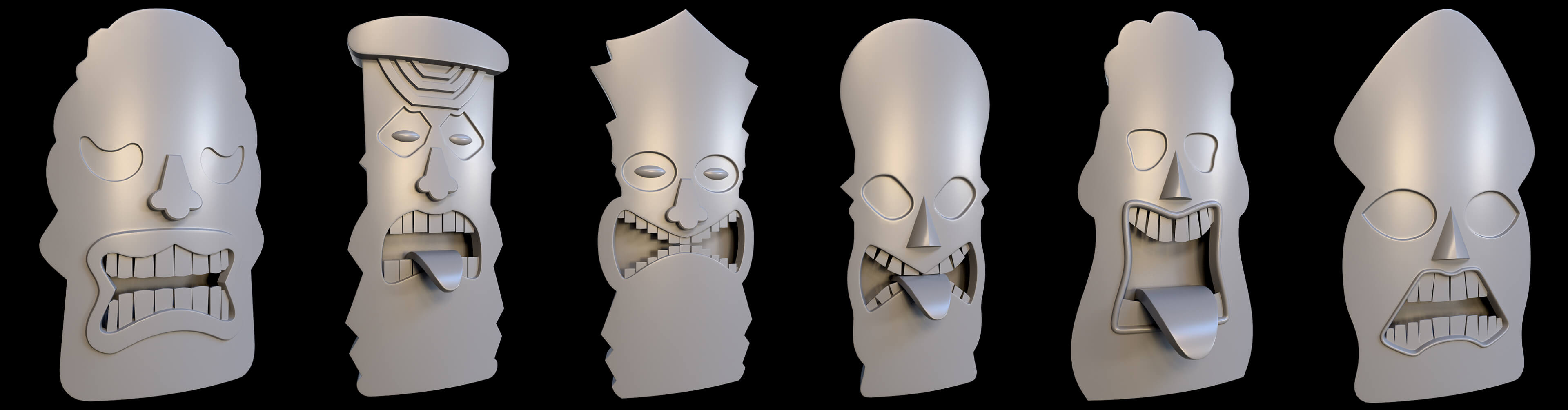 30 Tiki Face Base Mesh (Base and High) Vol 2 - 3D Model by netleon