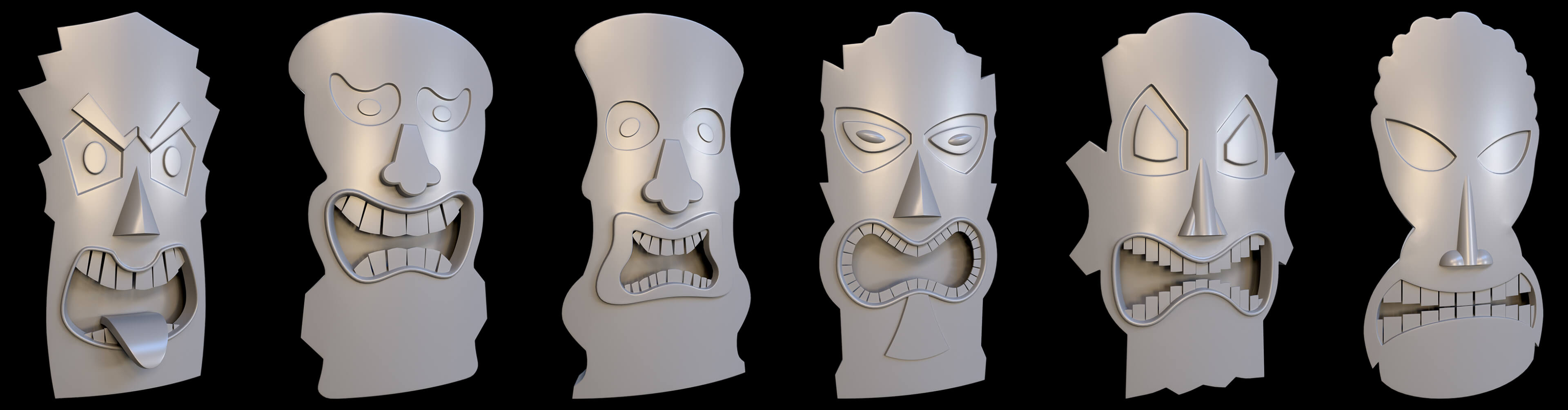 30 Tiki Face Base Mesh (Base and High) Vol 2 - 3D Model by netleon
