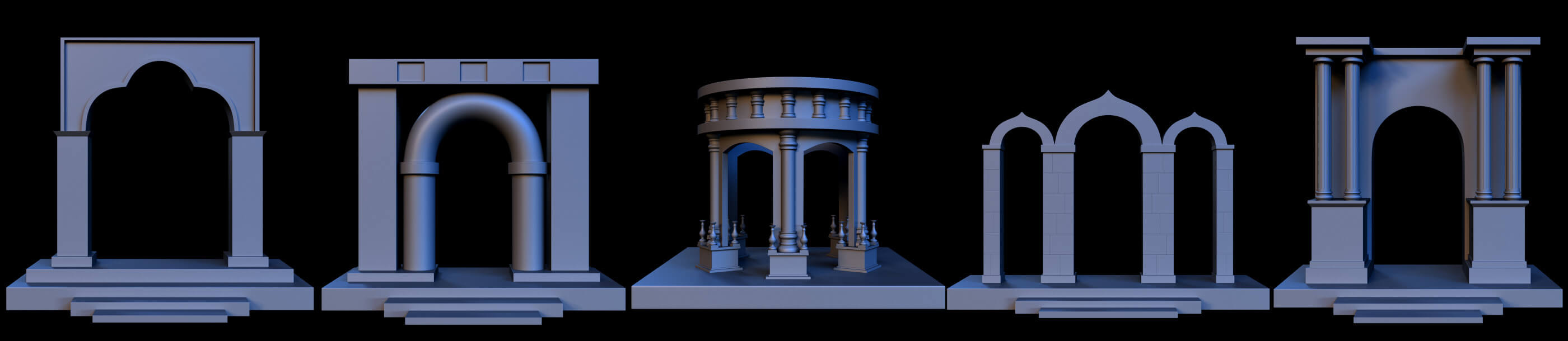 35 Arch Base Mesh Pack - 3D Model by netleon