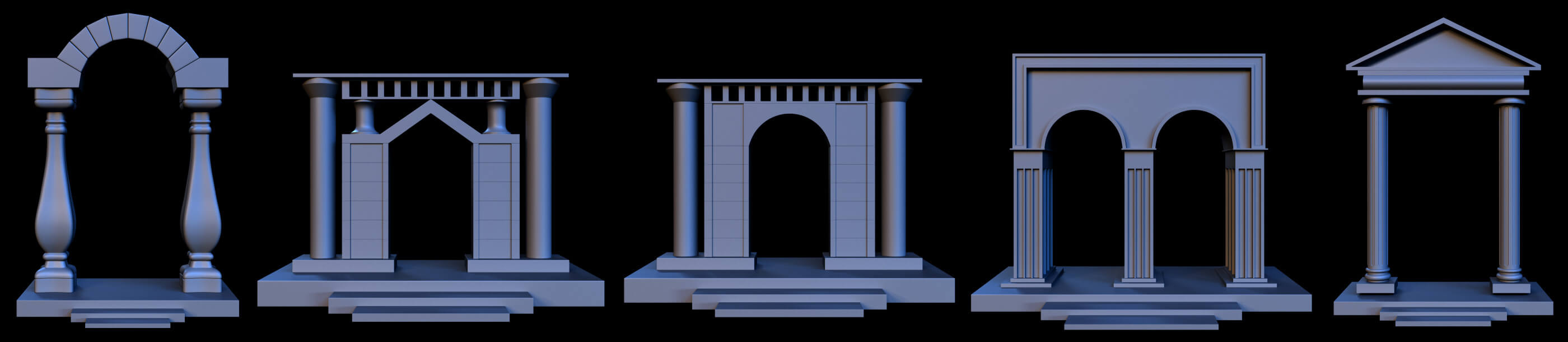 35 Arch Base Mesh Pack - 3D Model by netleon