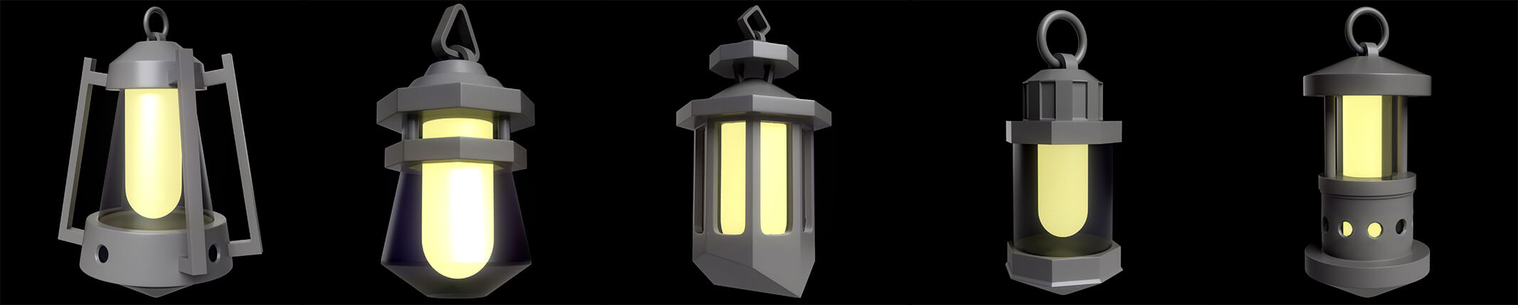 40 Lanterns Base Mesh Pack - 3D Model by netleon