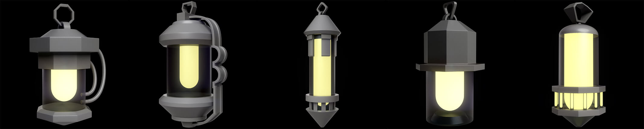 40 Lanterns Base Mesh Pack - 3D Model by netleon