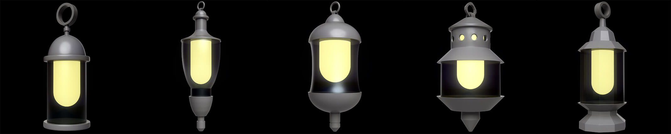 40 Lanterns Base Mesh Pack - 3D Model by netleon