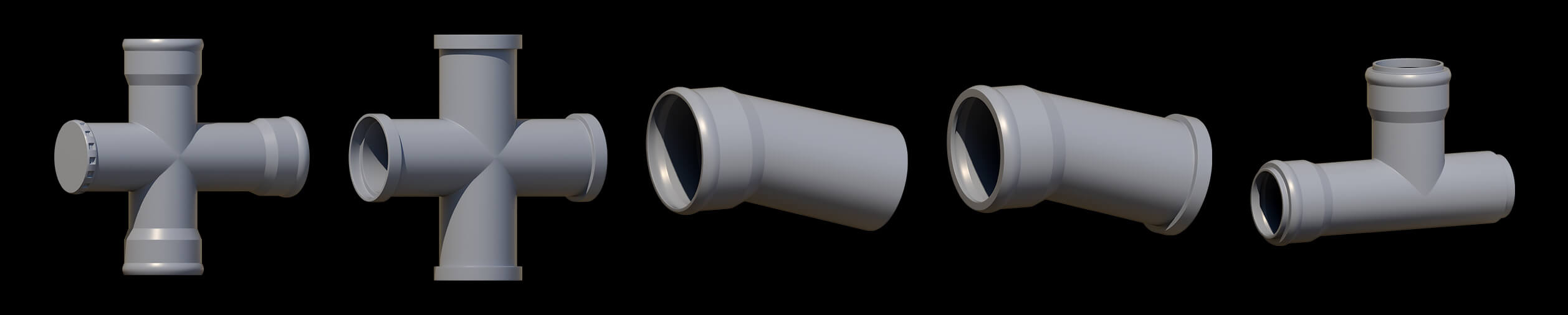 45 Pipe Joints 3D Models by netleon