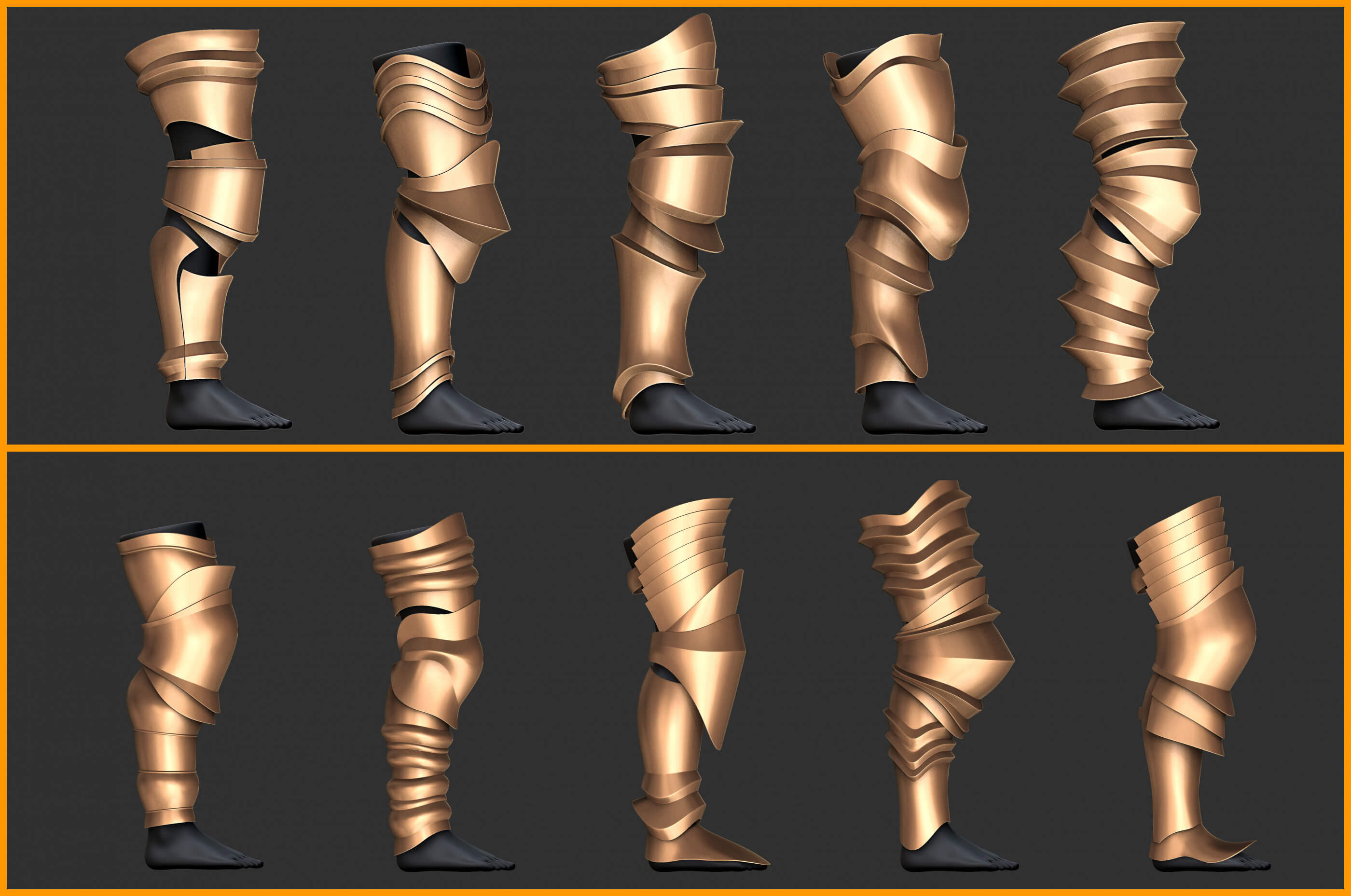 50 Leg Armor Pack Highpoly and Low Poly (With Uvs) - 3D Model by netleon
