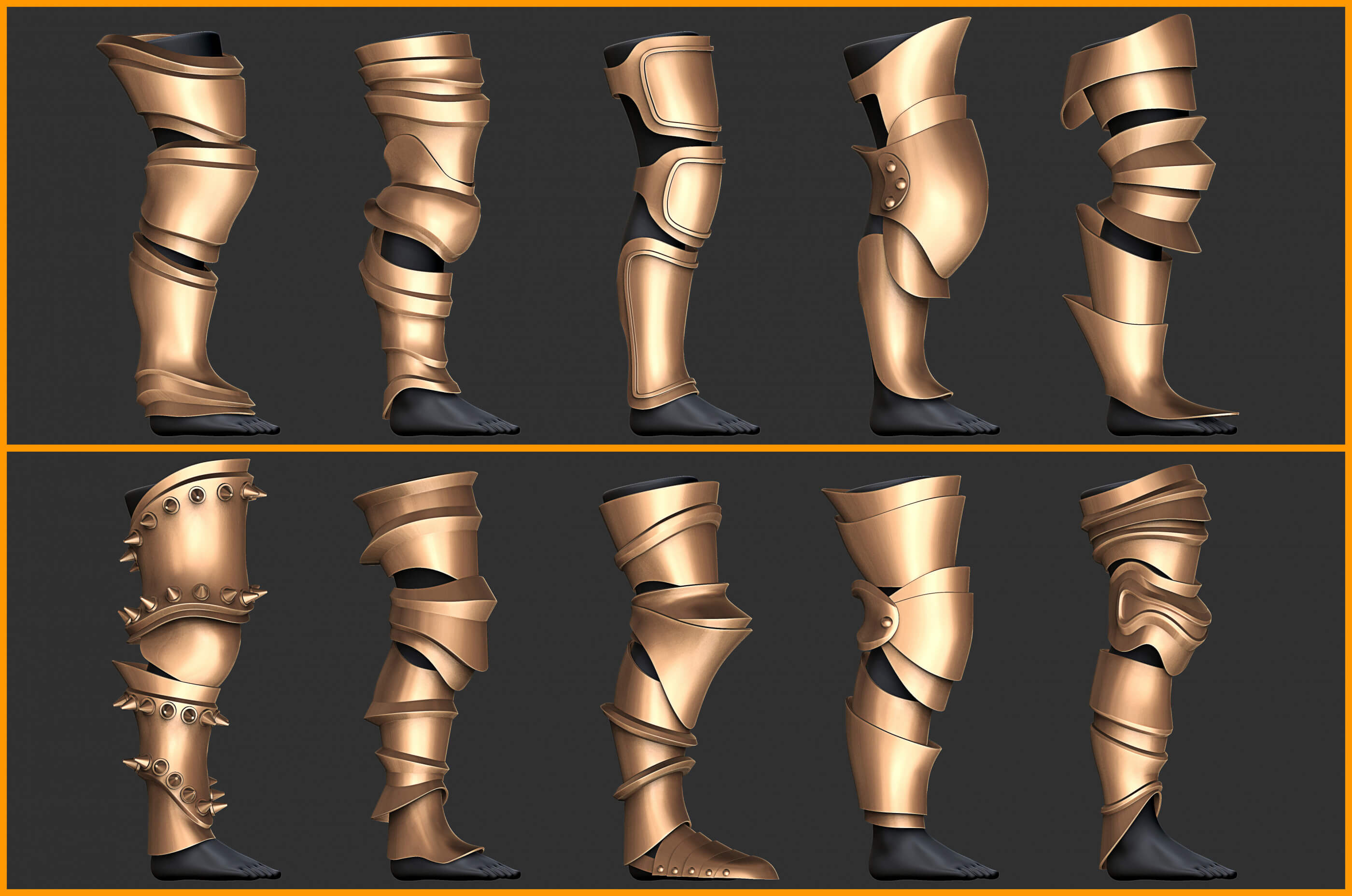 50 Leg Armor Pack Highpoly and Low Poly (With Uvs) - 3D Model by netleon