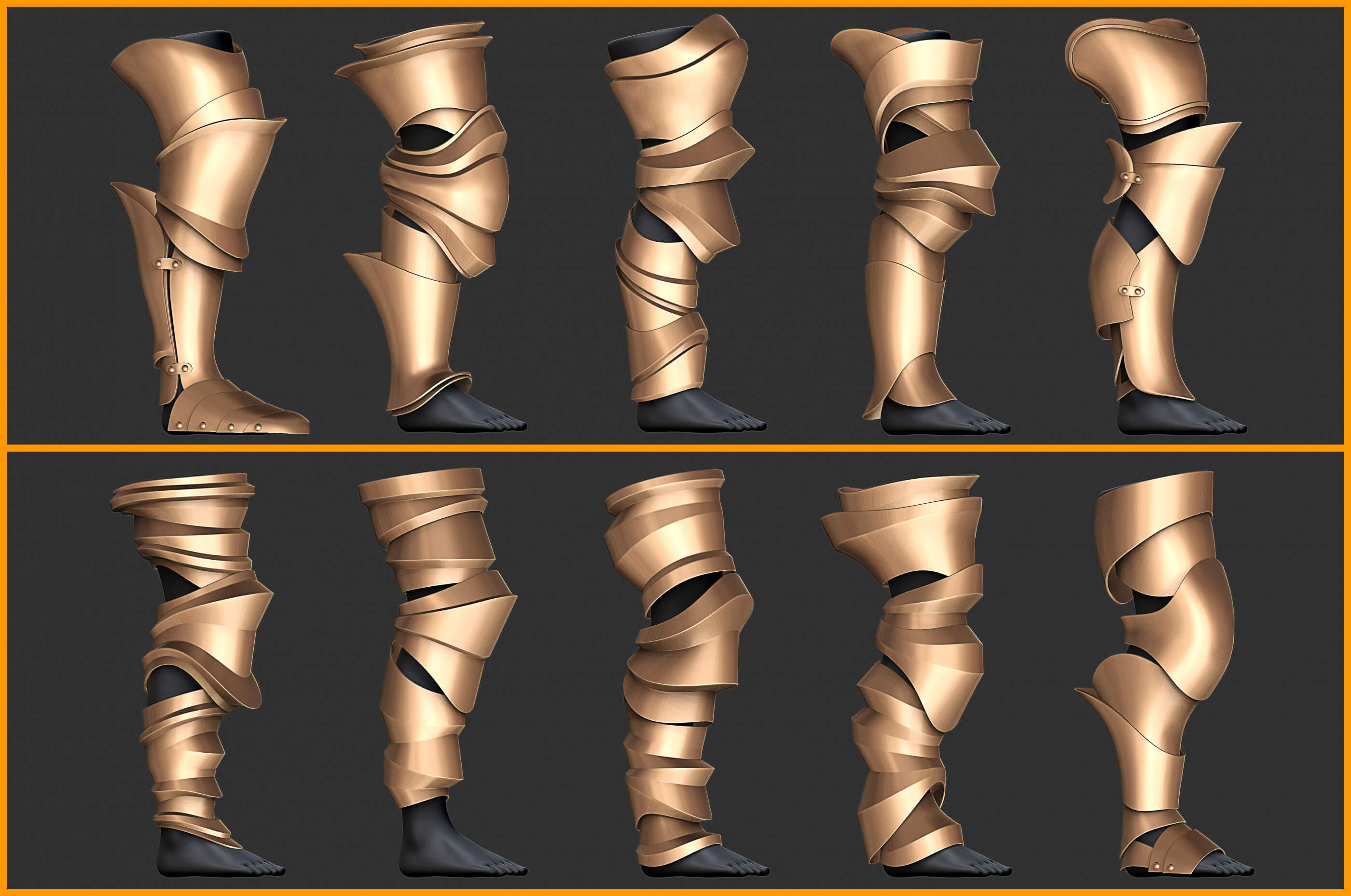 50 Leg Armor Pack Highpoly and Low Poly (With Uvs) - 3D Model by netleon