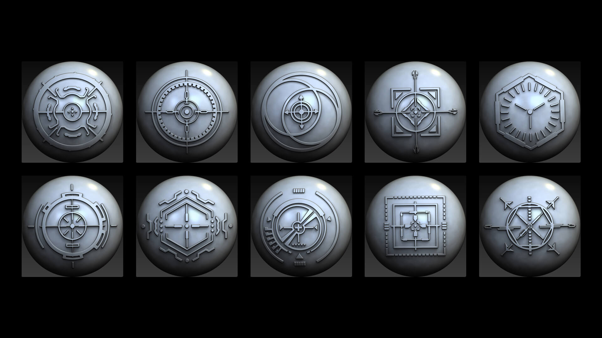 50 Sci -Fi Hologram VDM Brushes for Zbrush Vol 2 Brush or Tool by netleon