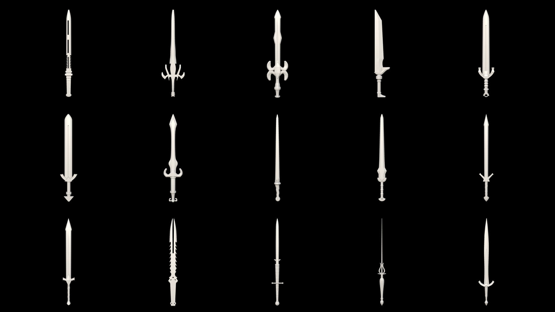 55+ Sword Base Mesh Pack - 3D Model by netleon