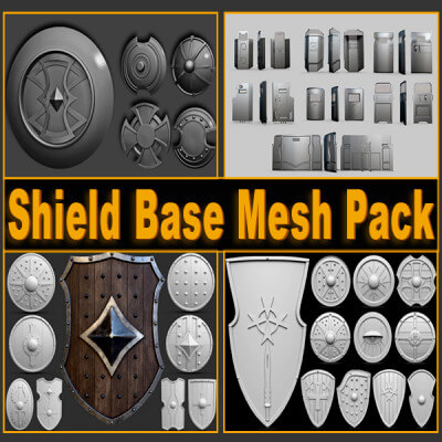 60+ Shield Base Mesh Pack - 3D Model by netleon