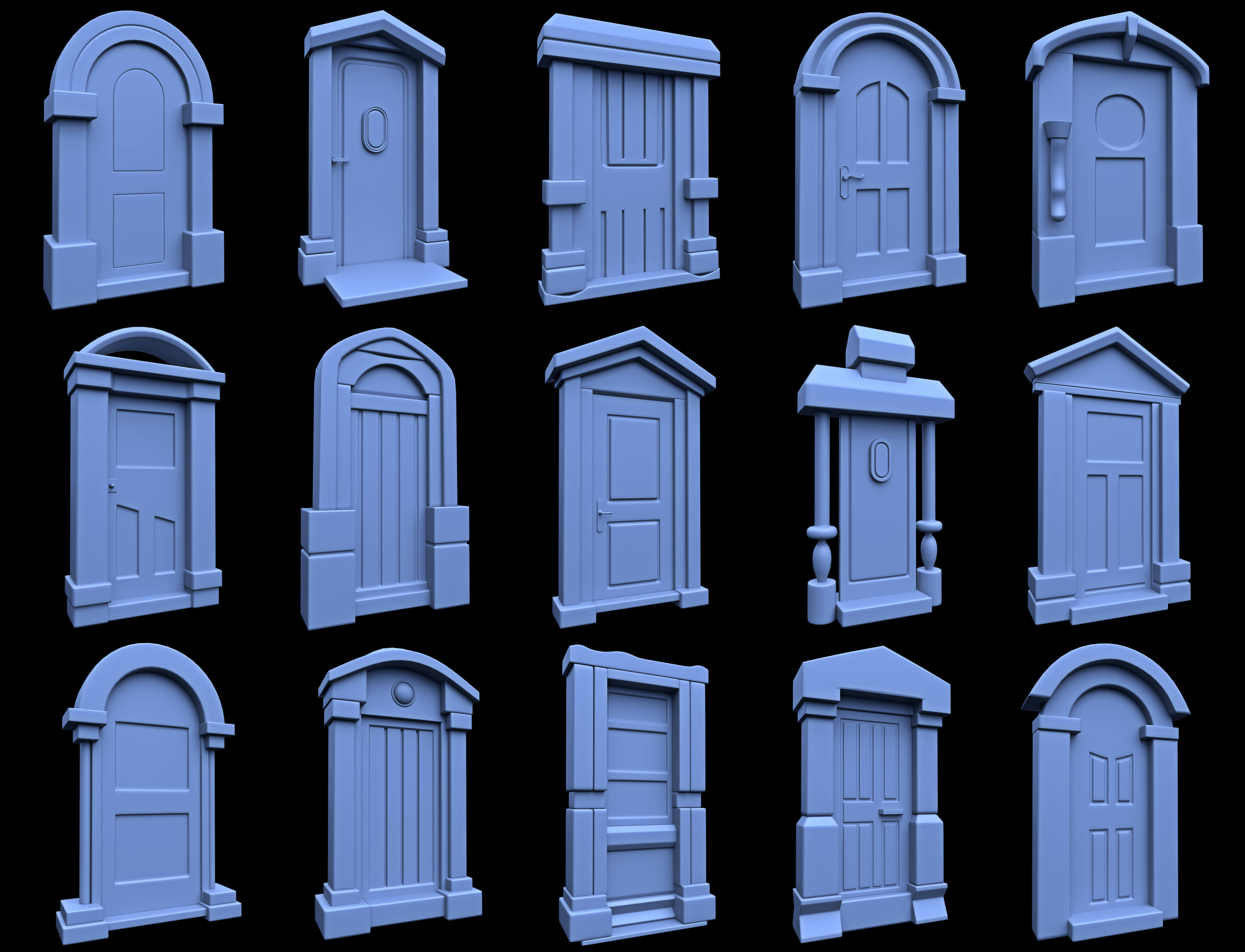 60 Stylized Door Base Mesh Pack - 3D Model by netleon