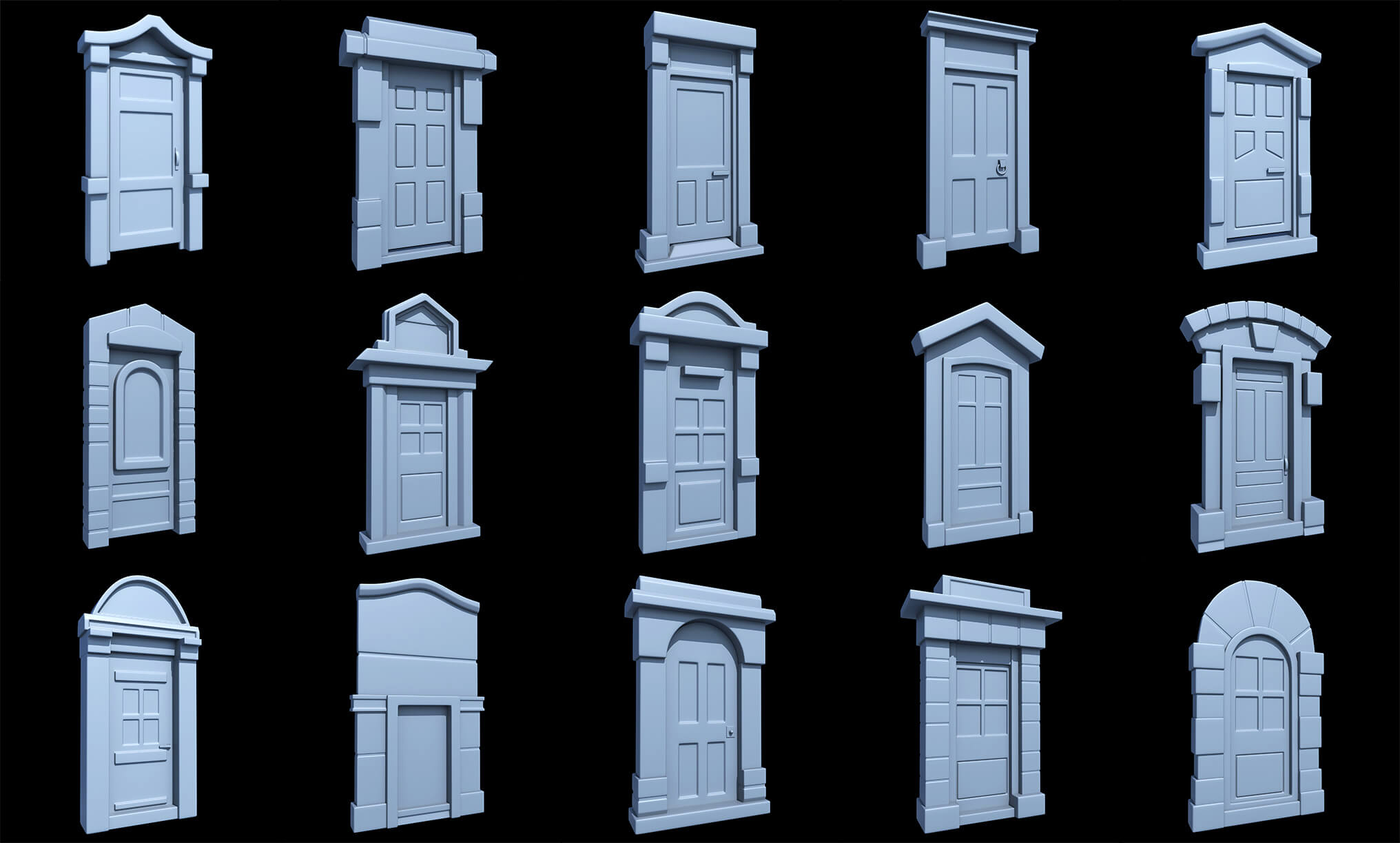 60 Stylized Door Base Mesh Pack - 3D Model by netleon