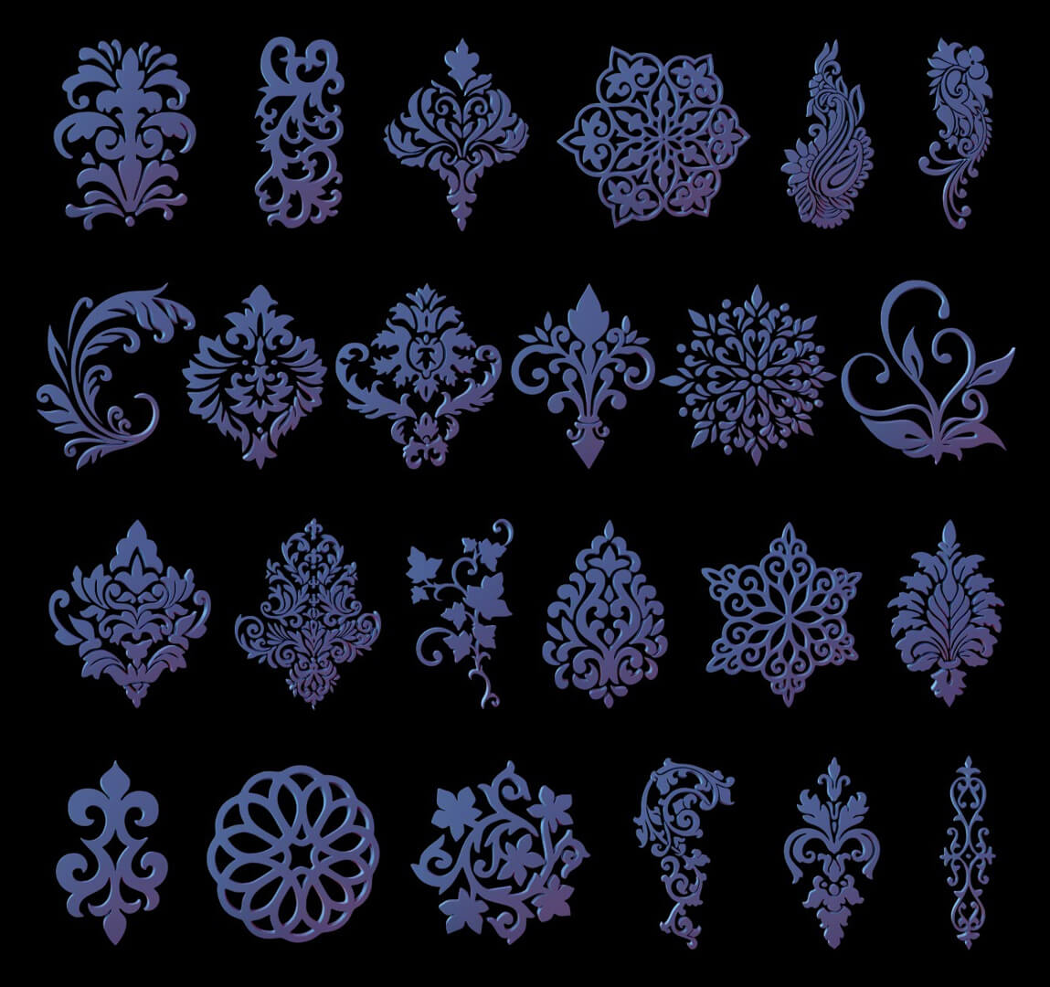 75 Ornaments Motif Base Mesh Pack - 3D Model by netleon