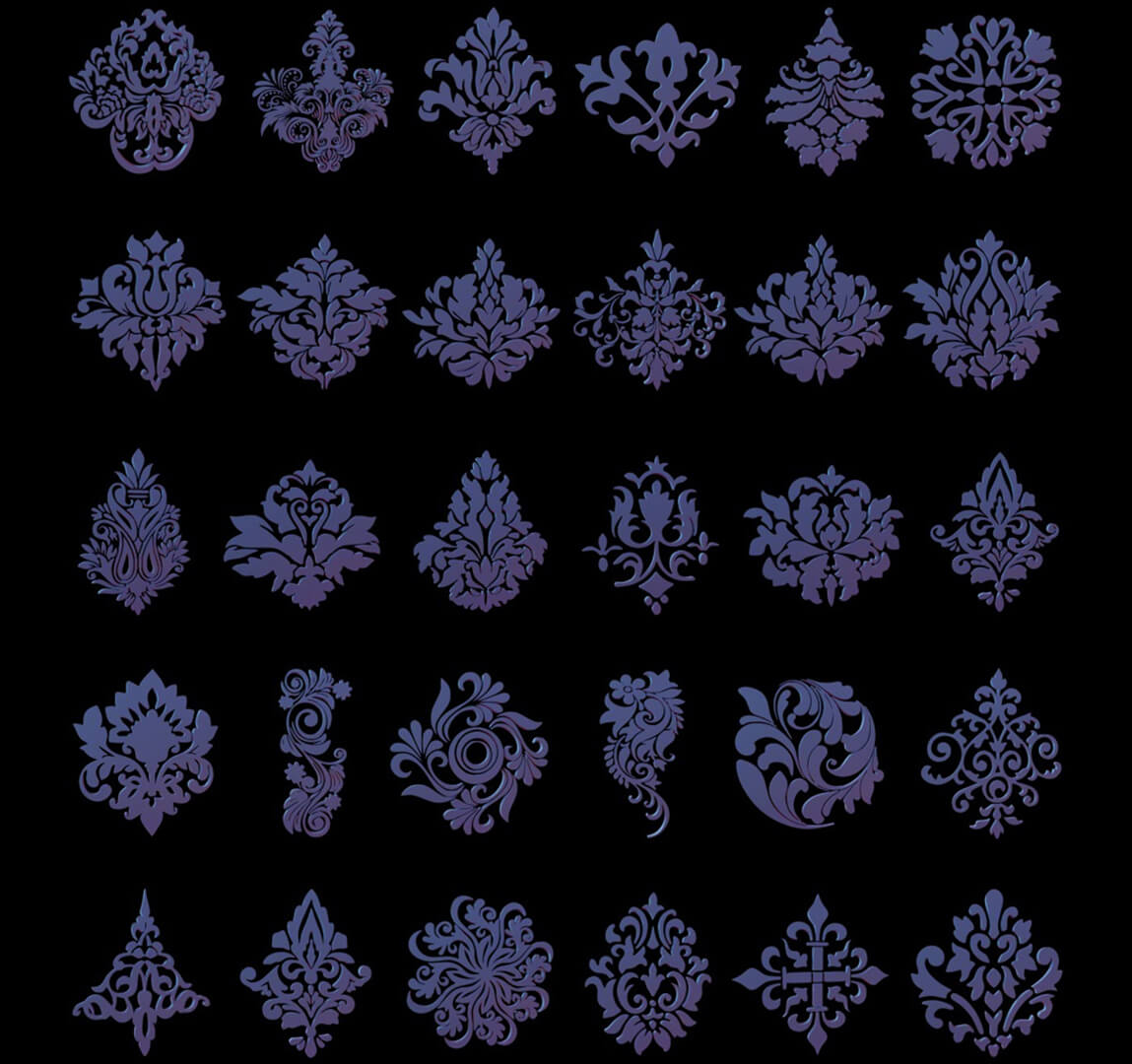 75 Ornaments Motif Base Mesh Pack - 3D Model by netleon