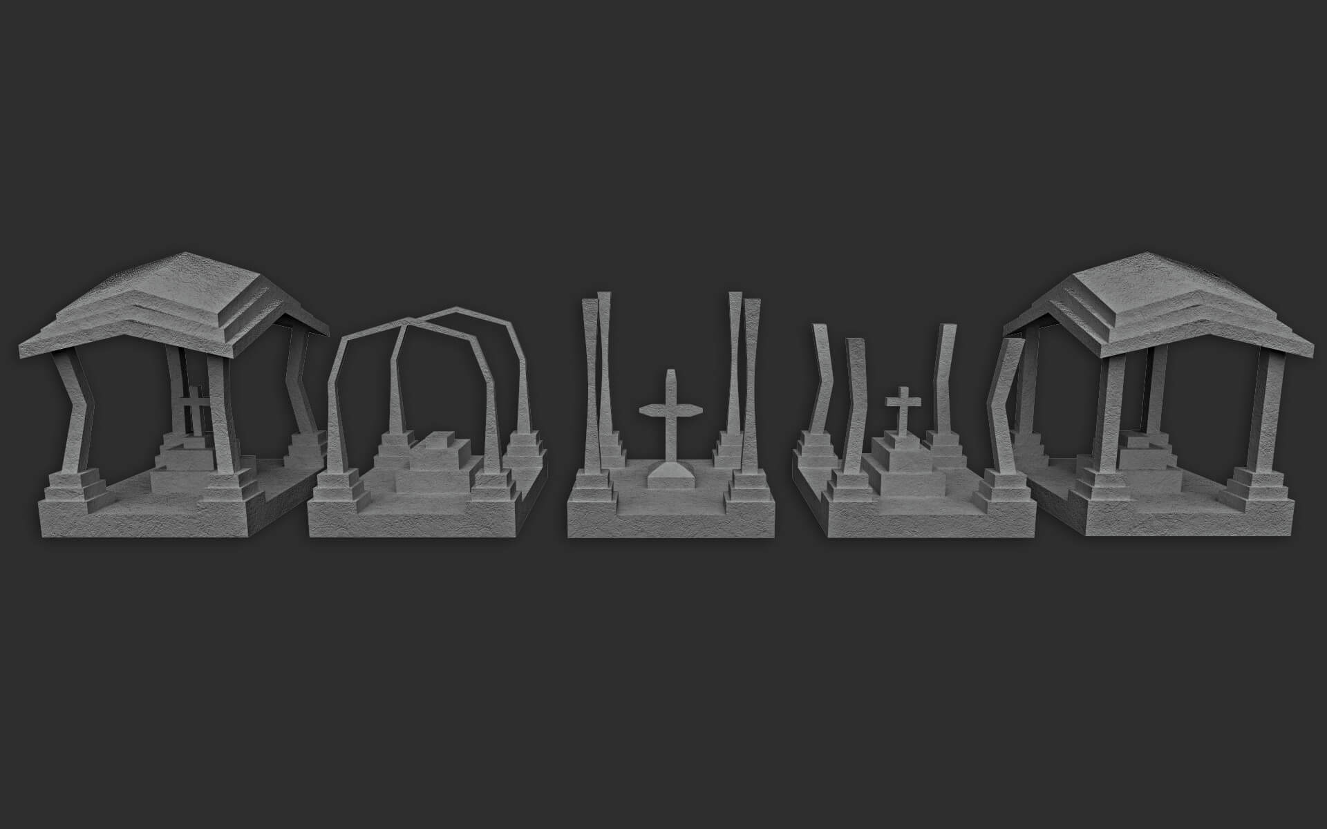 93 Tombstone Collection - 3D Model by netleon