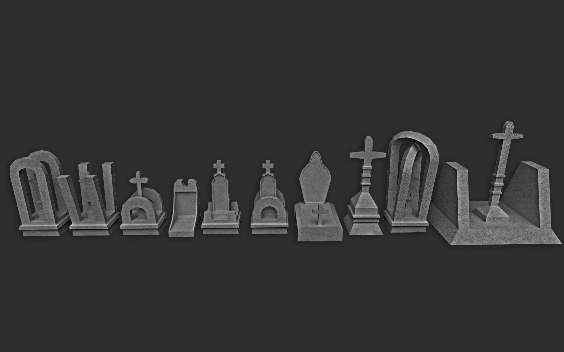 93 Tombstone Collection - 3D Model by netleon