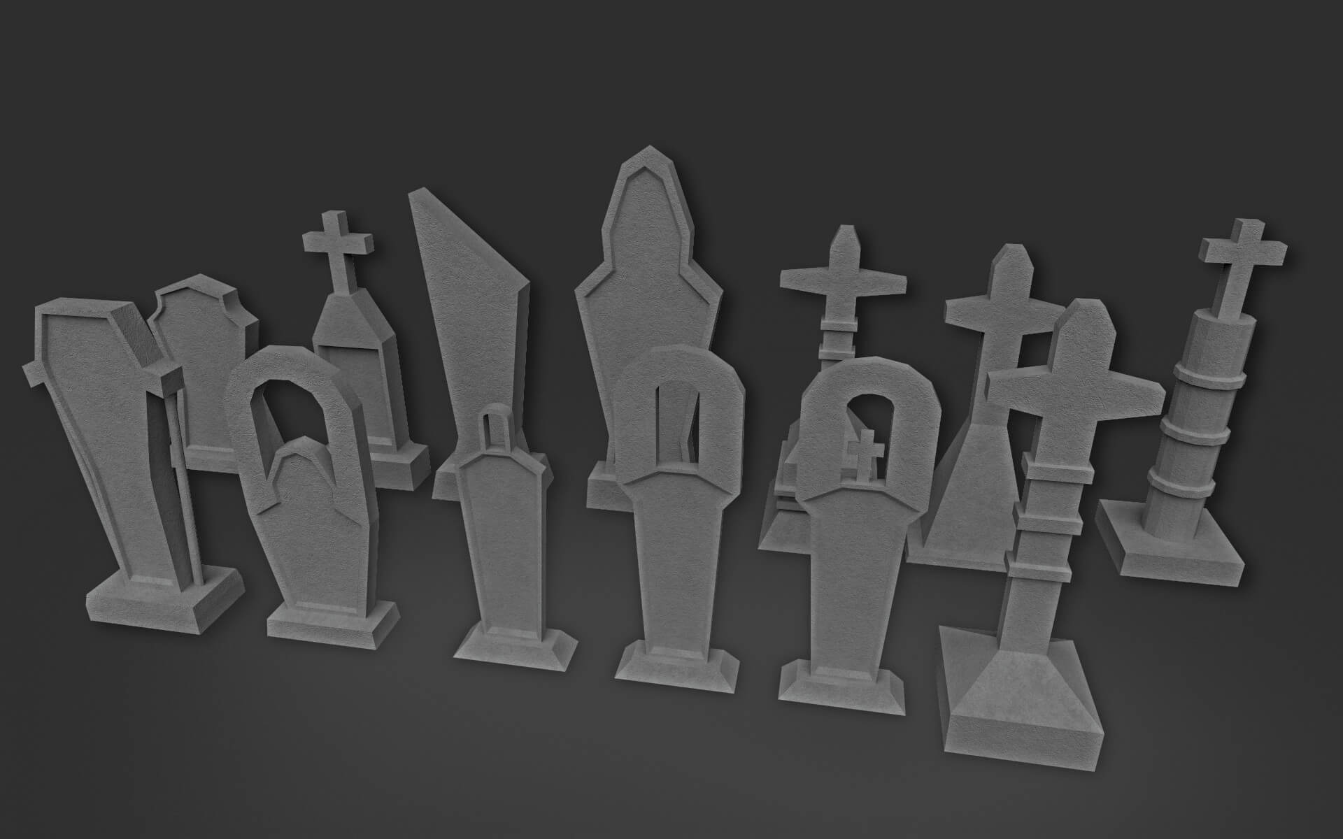 93 Tombstone Collection - 3D Model by netleon