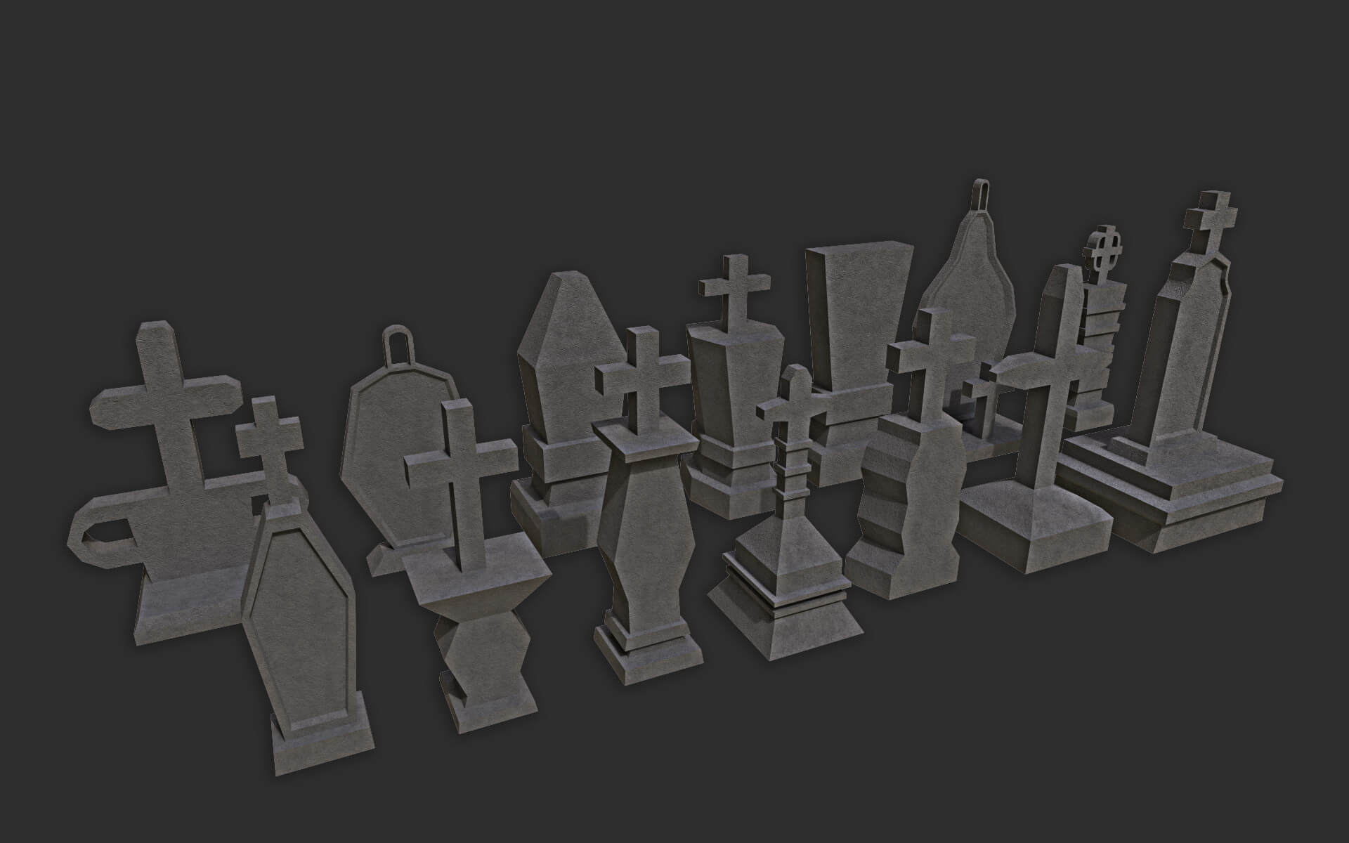 93 Tombstone Collection - 3D Model by netleon